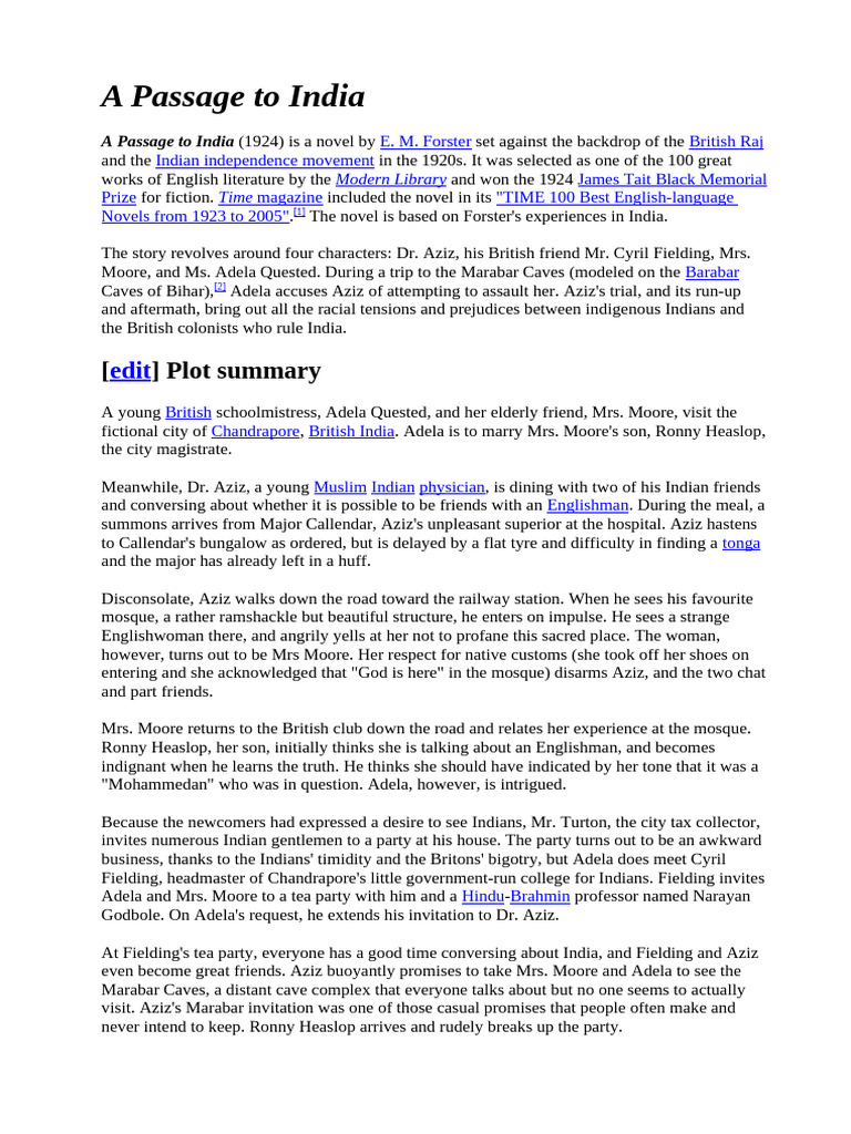 A Passage To India - E.M. Forster | PDF