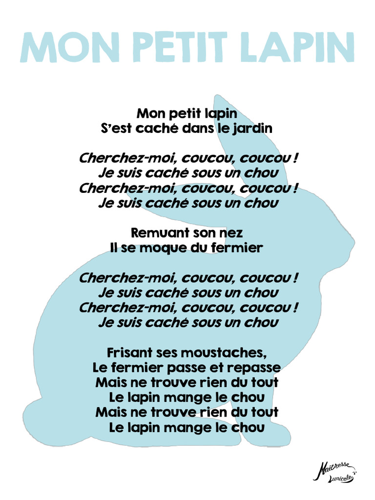 Comptine Mon Petit Lapin | PDF
