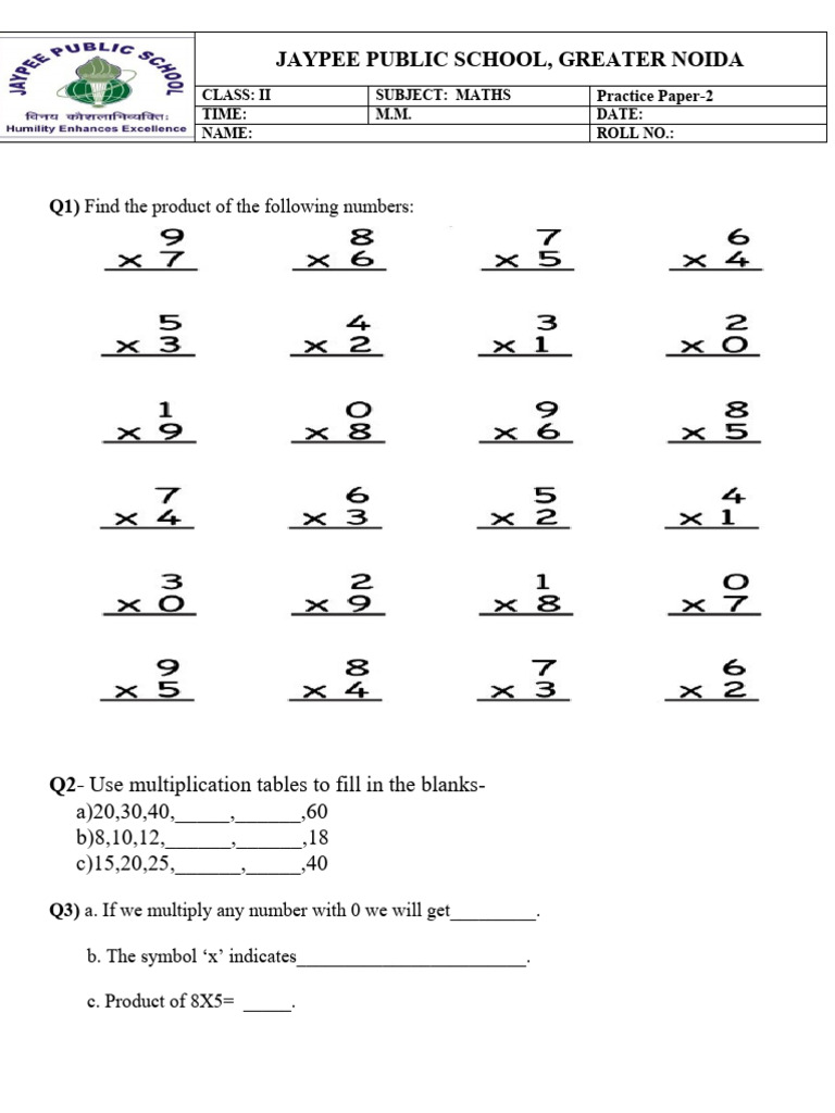 Maths Practice Paper-2 | PDF