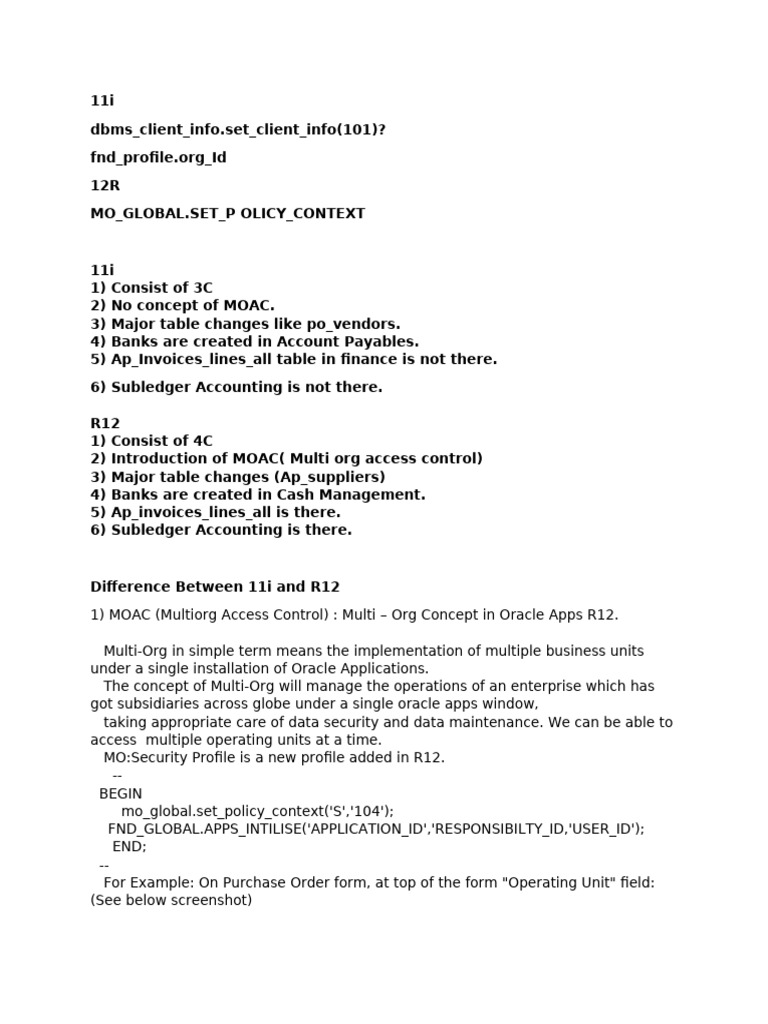 Difference Between 11i and R12 | PDF