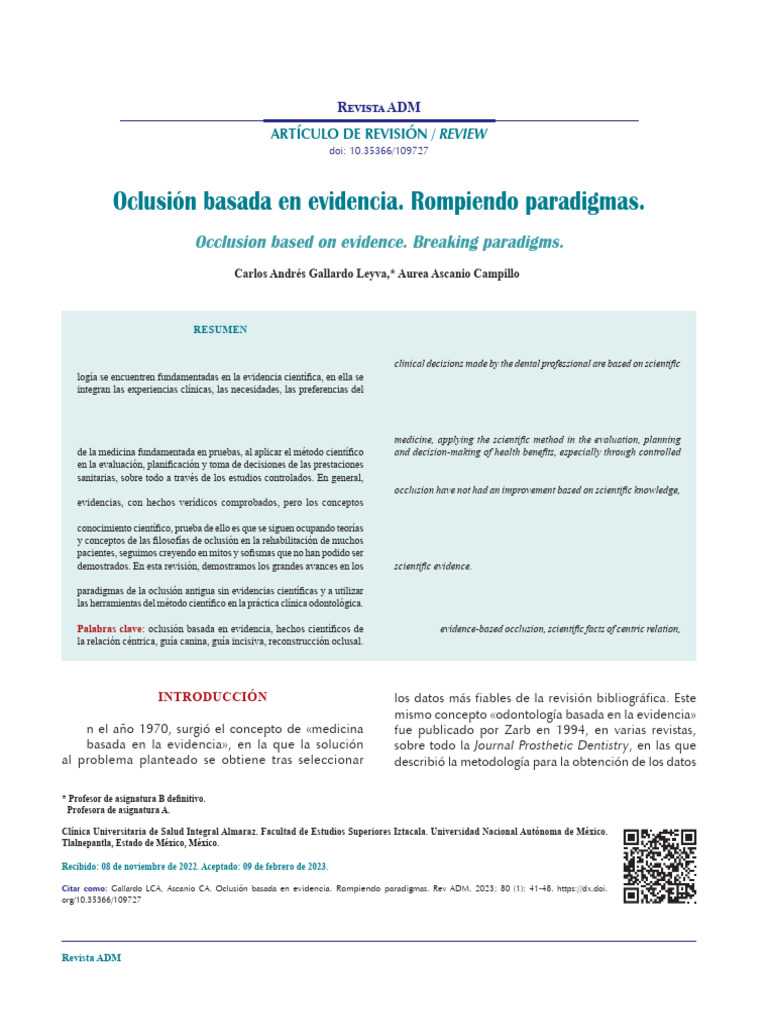 Carlos Oclusion Basda en Evidencia | PDF | Odontología | Diente