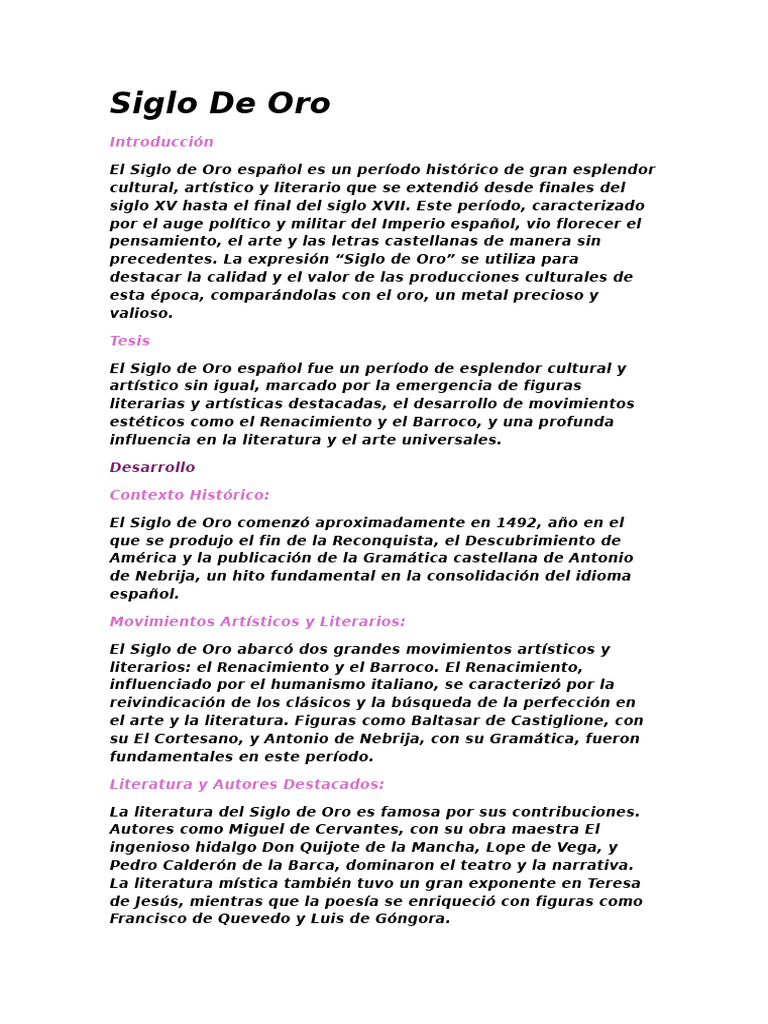 Ensayo Del Siglo de Oro | PDF