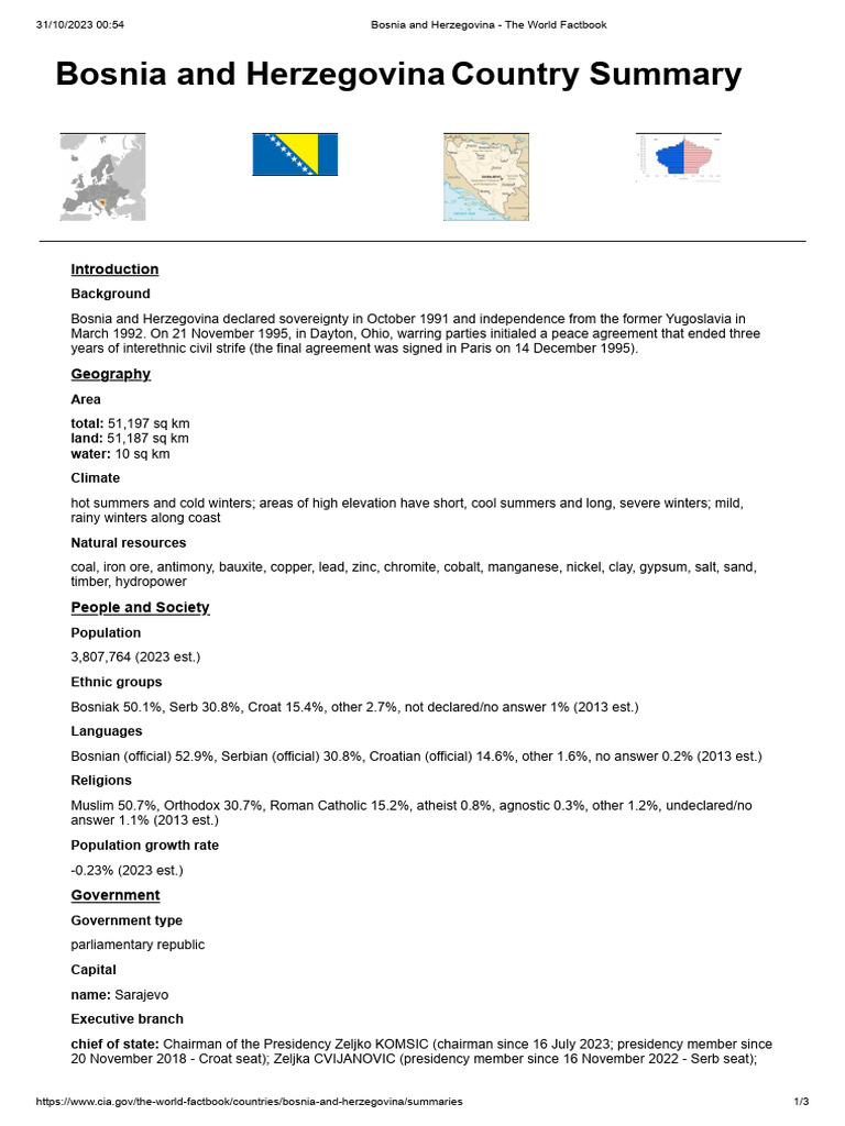 Bosnia and Herzegovina - The World Factbook | PDF