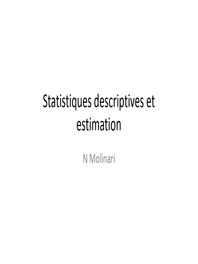 Statistiques Descritptives Et Estimation | PDF