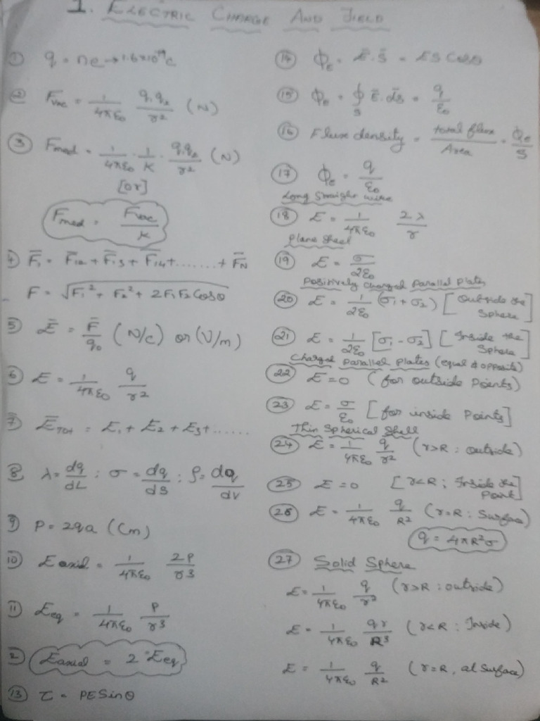 Phy All Lesson Formula | PDF