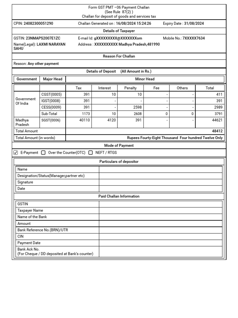 GST Challan | PDF