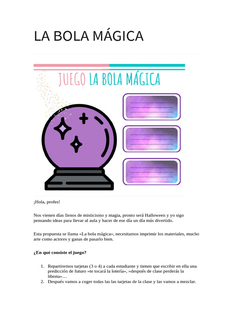LA BOLA MÁGICA lesson plan | PDF