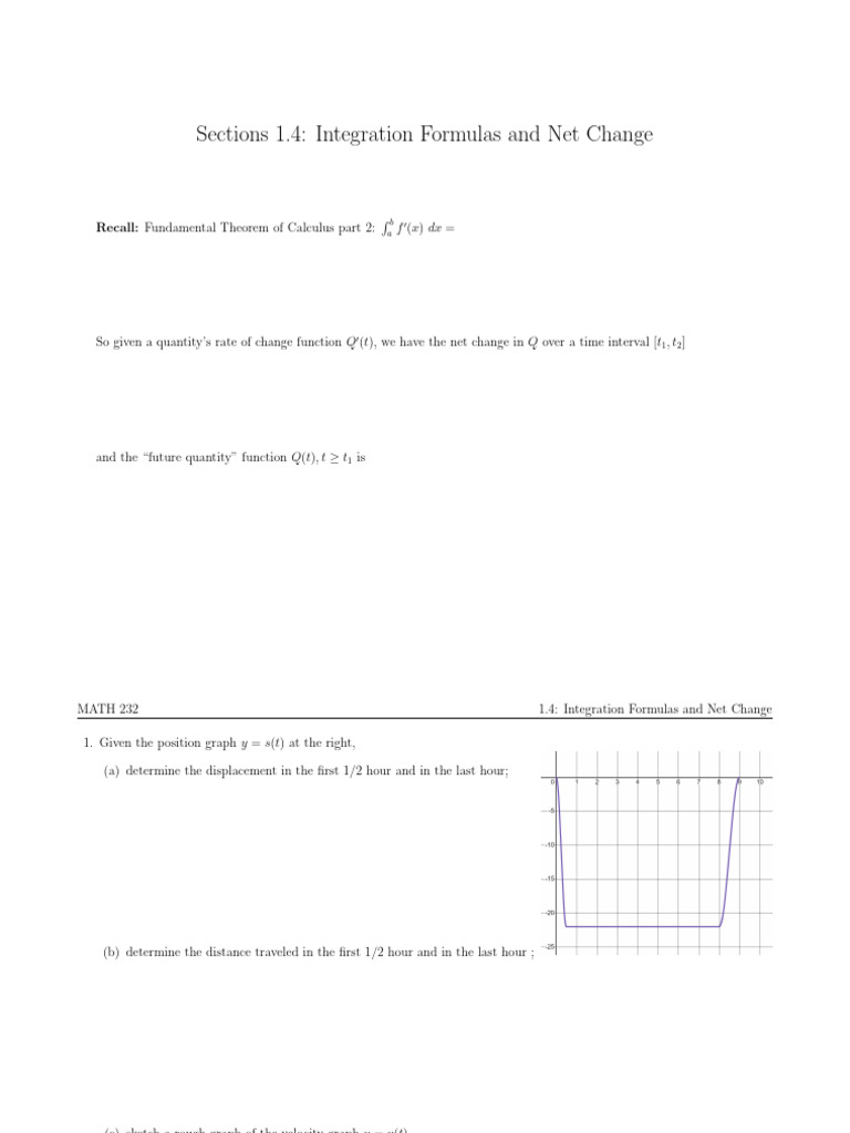 OpenStax 1-4 Net Change and Integration Formulas | PDF