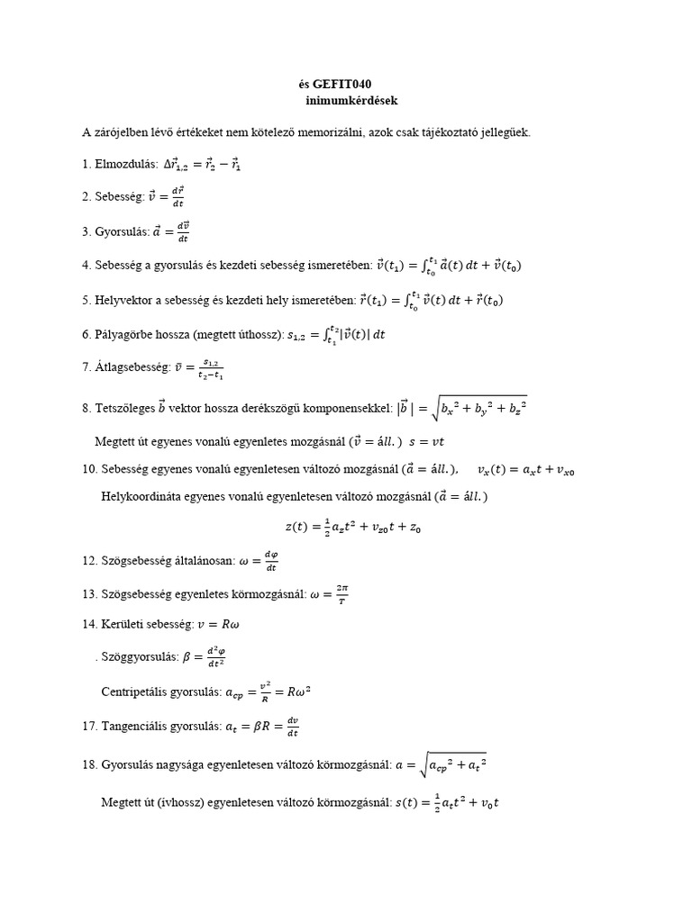 Fizika BI BF Minimum | PDF