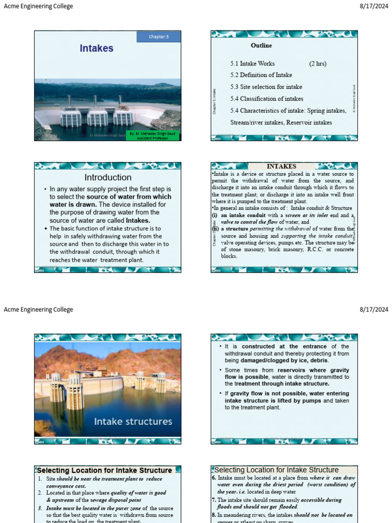 Chapter 5 Intake Structure | PDF