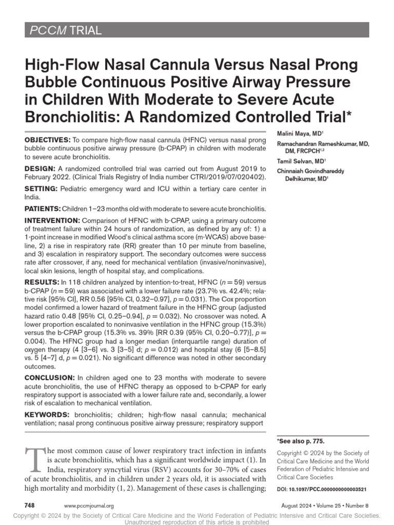 High Flow Nasal Cannula Versus Nasal Prong Bubble.8 | PDF | Clinical ...