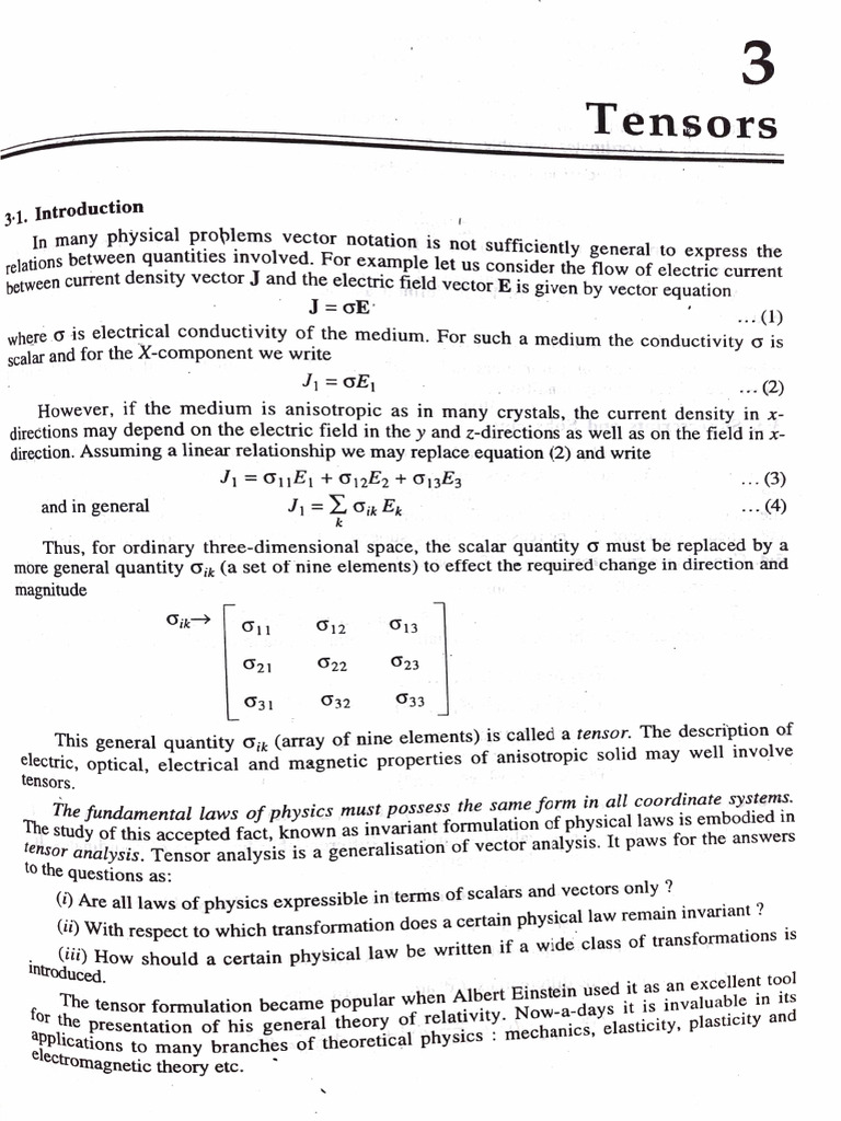 Tensors (Satya Prakash) | PDF
