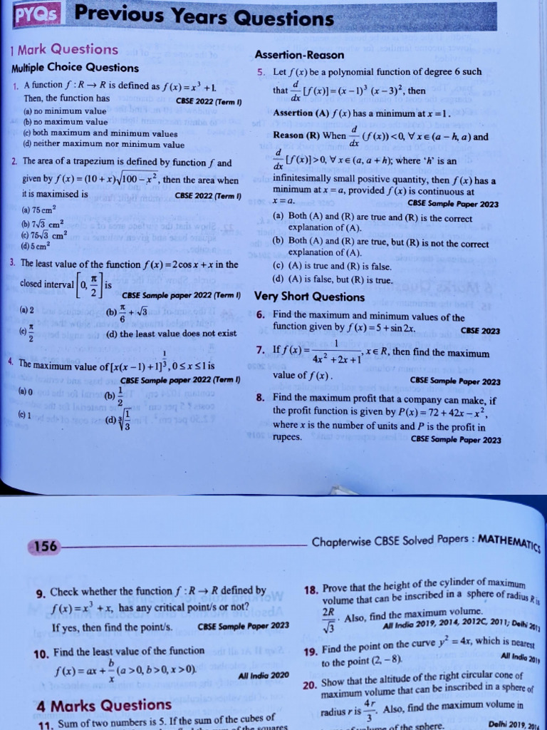 Maxima Minima Pyq | PDF