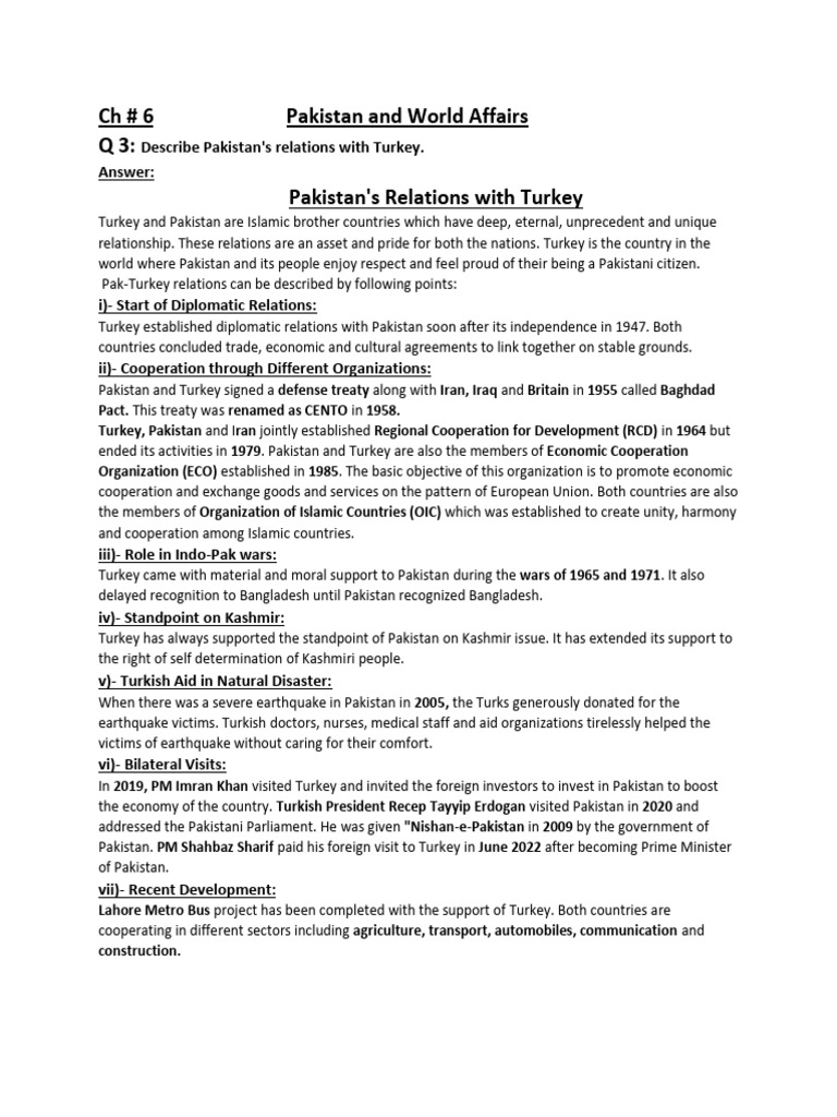 Pak Turkey Relationships | PDF