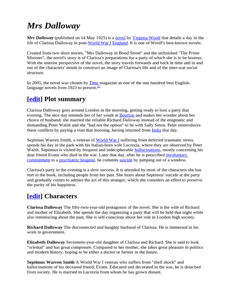 Mrs Dalloway - V. Woolf | PDF