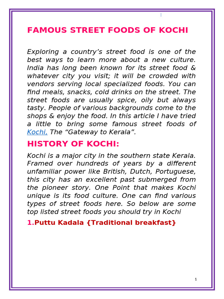 FAMOUS STREET FOODS OF KOCHI | PDF