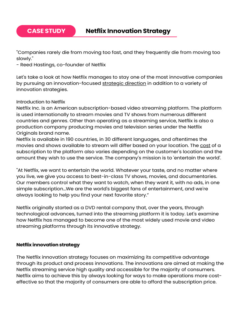 Case Study - Netflix Innovation Strategy | PDF