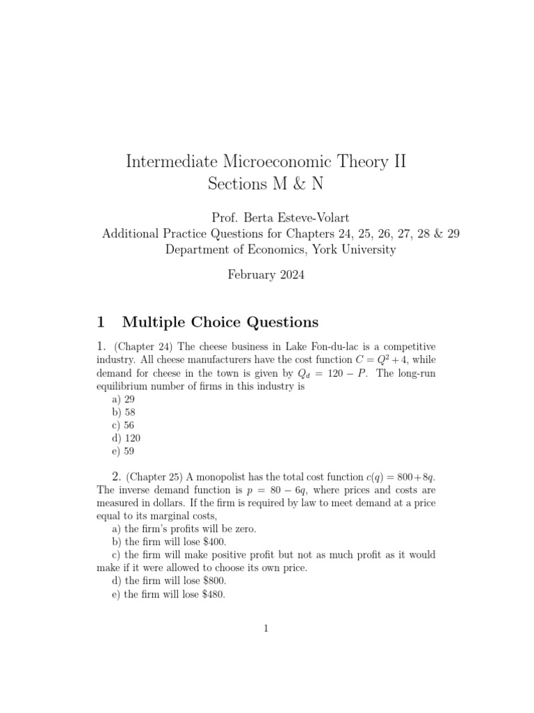 Practice Questions Midterm 24 | PDF