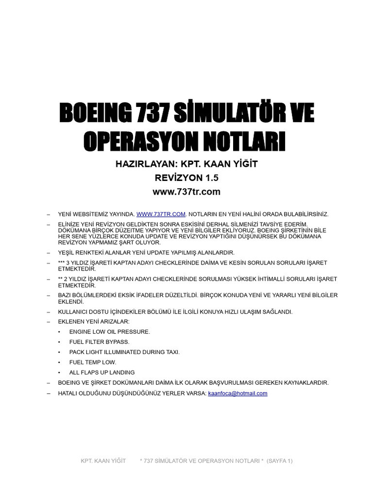 B737 Operation Notes | PDF