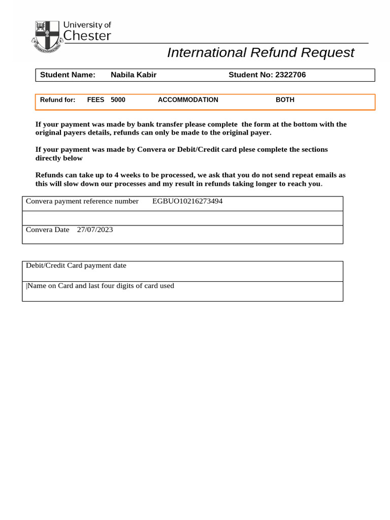 International Refund Request Form v2-1 | PDF