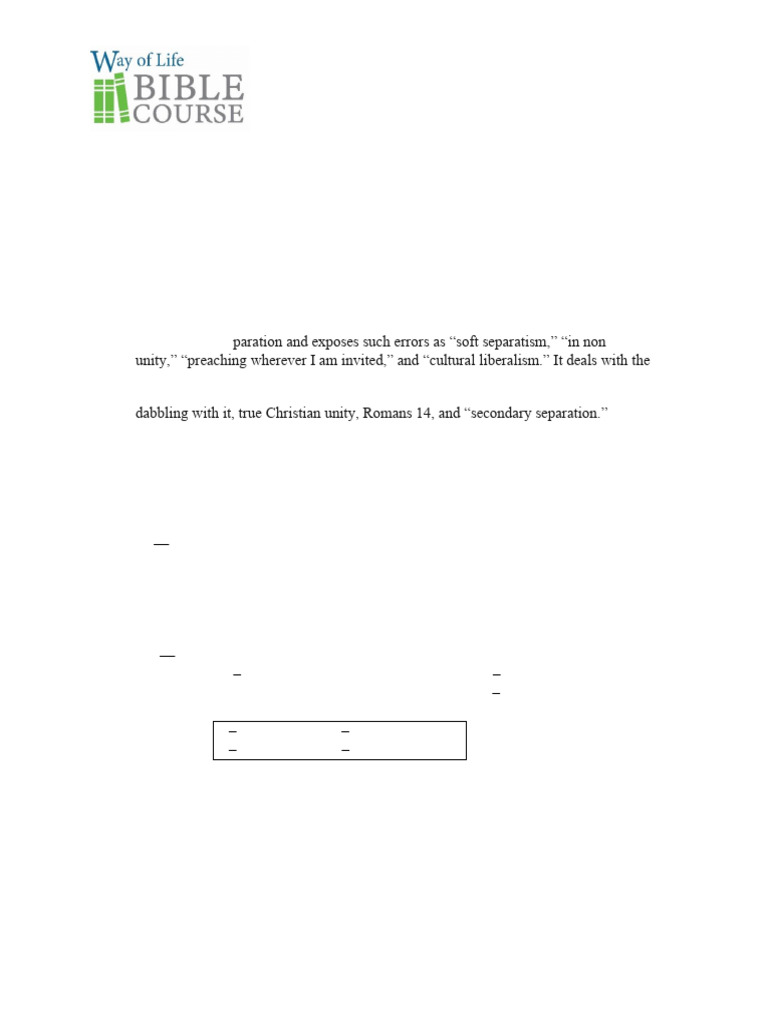 Bible Separation Syllabus | PDF