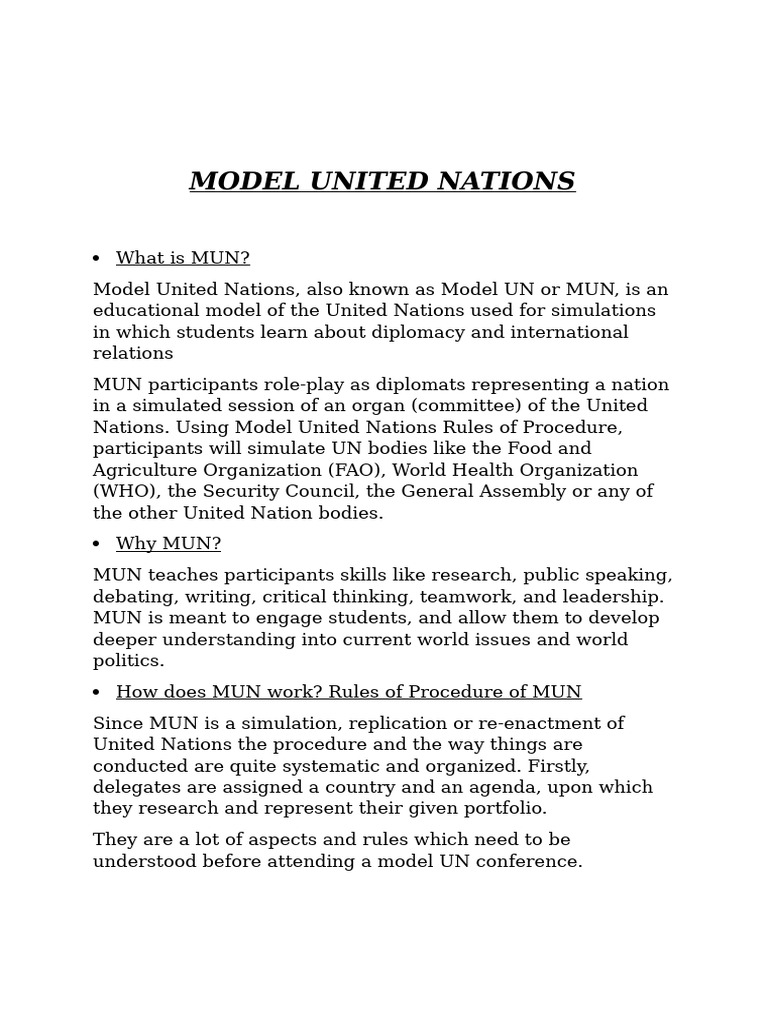 MUN Rules of Procedure | PDF