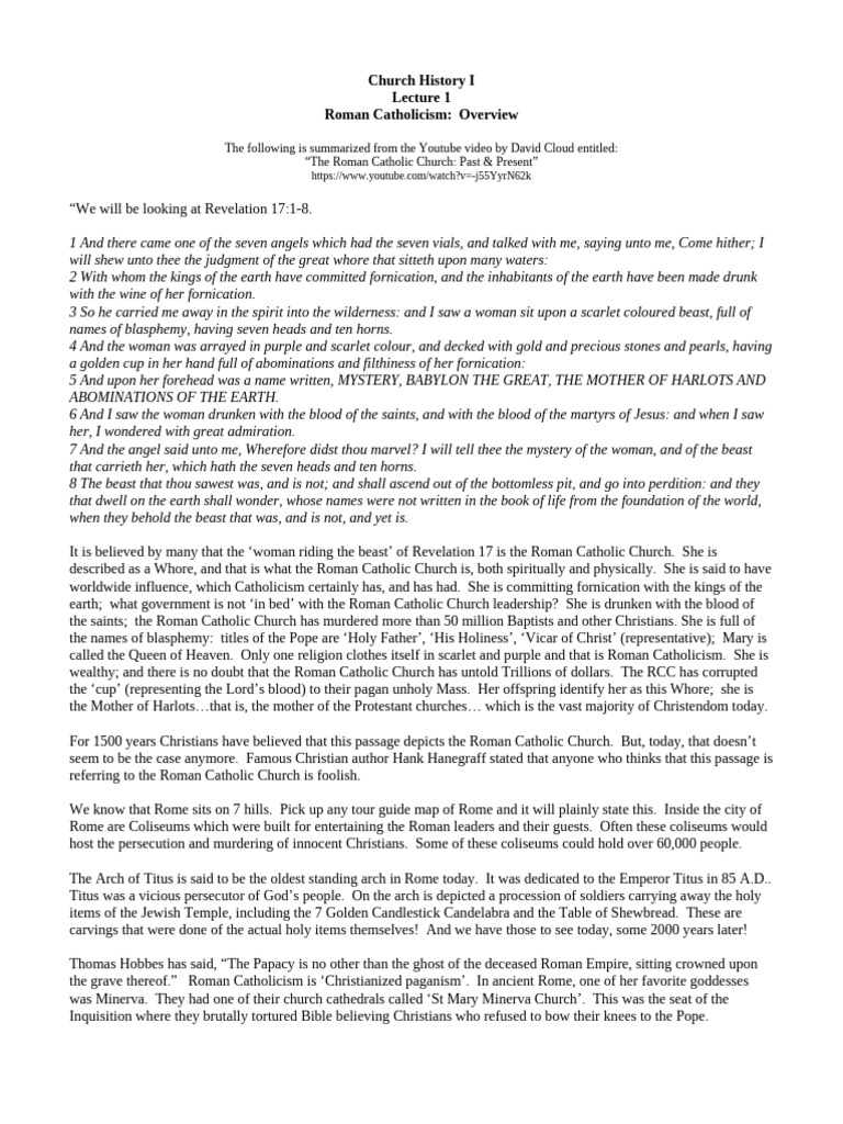 Church History I, Lecture 1, S | PDF