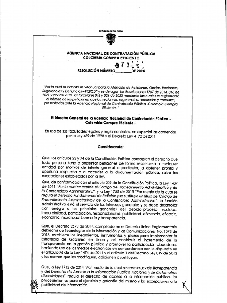 Resolucion 373 de 2024 - Por La Cual Se Adopta El Manual para La ...