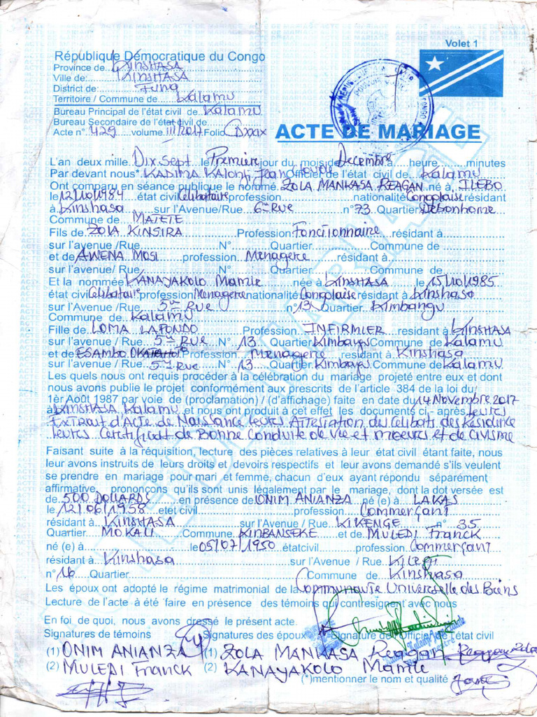 Acte de Mariage | PDF