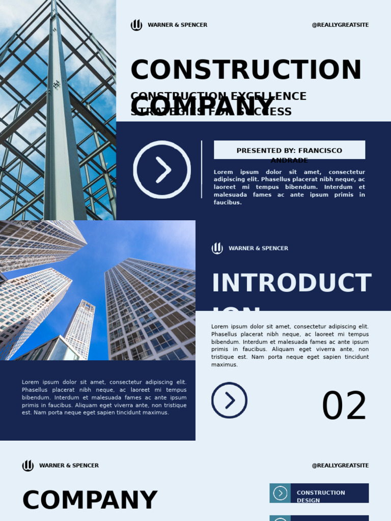 Dark Blue Modern Construction Company Presentation | PDF