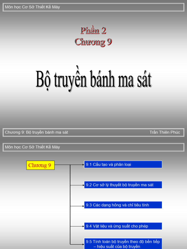 Chi-Tiet-May - Tran-Thien-Phuc - Chuong-9-Bo-Truyen-Banh-Ma-Sat - (Cuuduongthancong - Com) | PDF