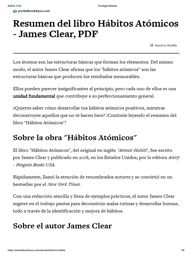 Resumen Del Libro Hábitos Atómicos - James Clear, PDF | PDF