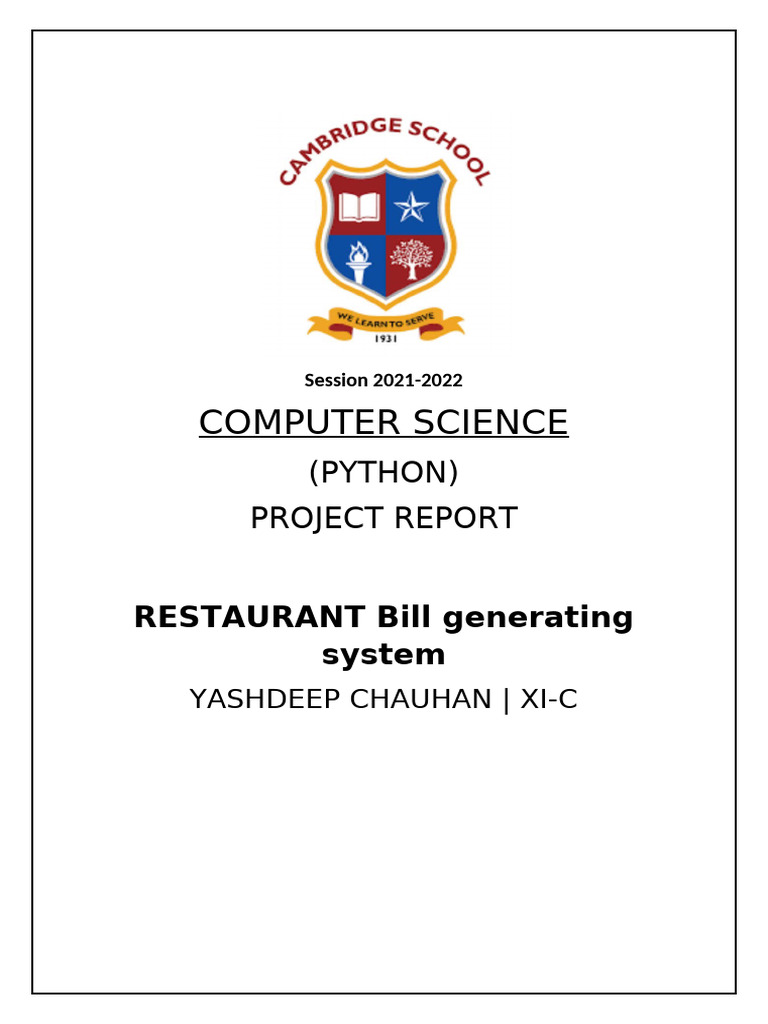 Cs Project | PDF
