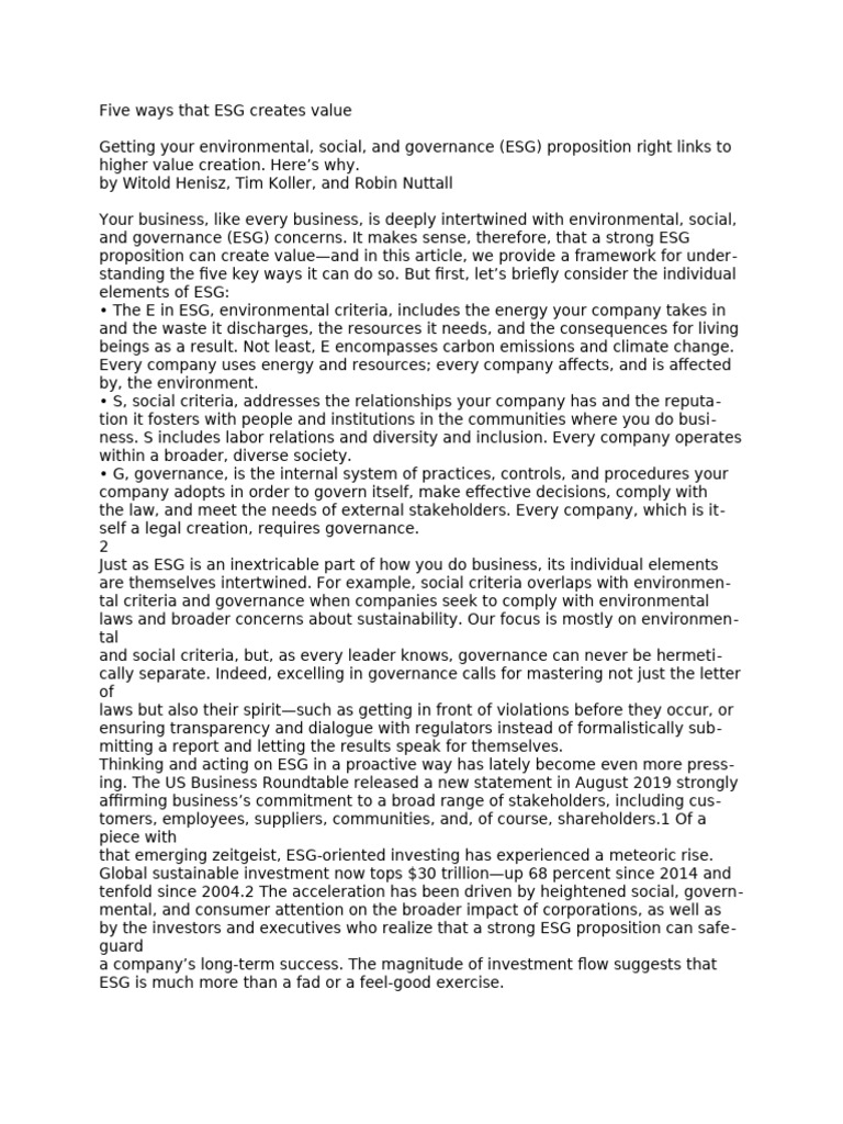 McKinsey On ESG | PDF