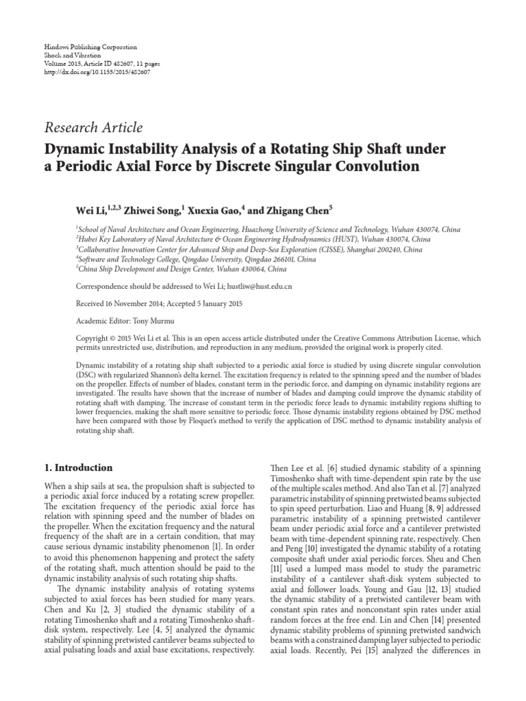 Dynamic Instability Analysis of A Rotating Ship SH | PDF
