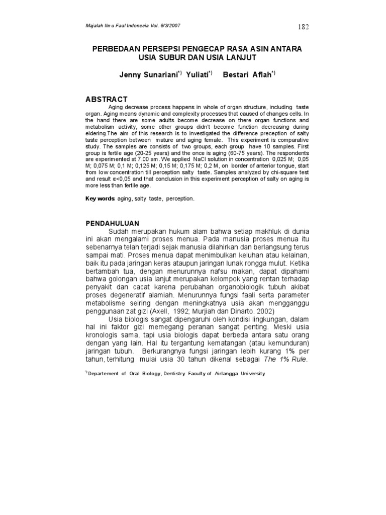 Perbedaan Persepsi Pengecap | PDF
