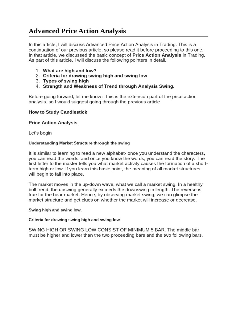 Advanced Price Action Analysis | PDF | Market Trend