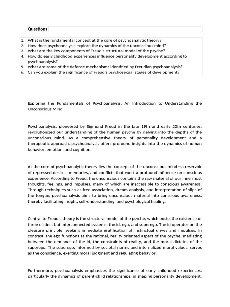 Introduction To Psychoanalysis Pdf