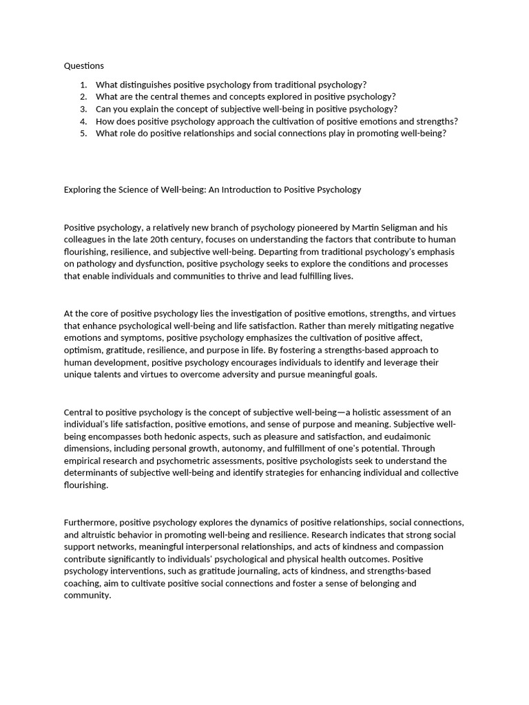 introduction to positive psychology | PDF