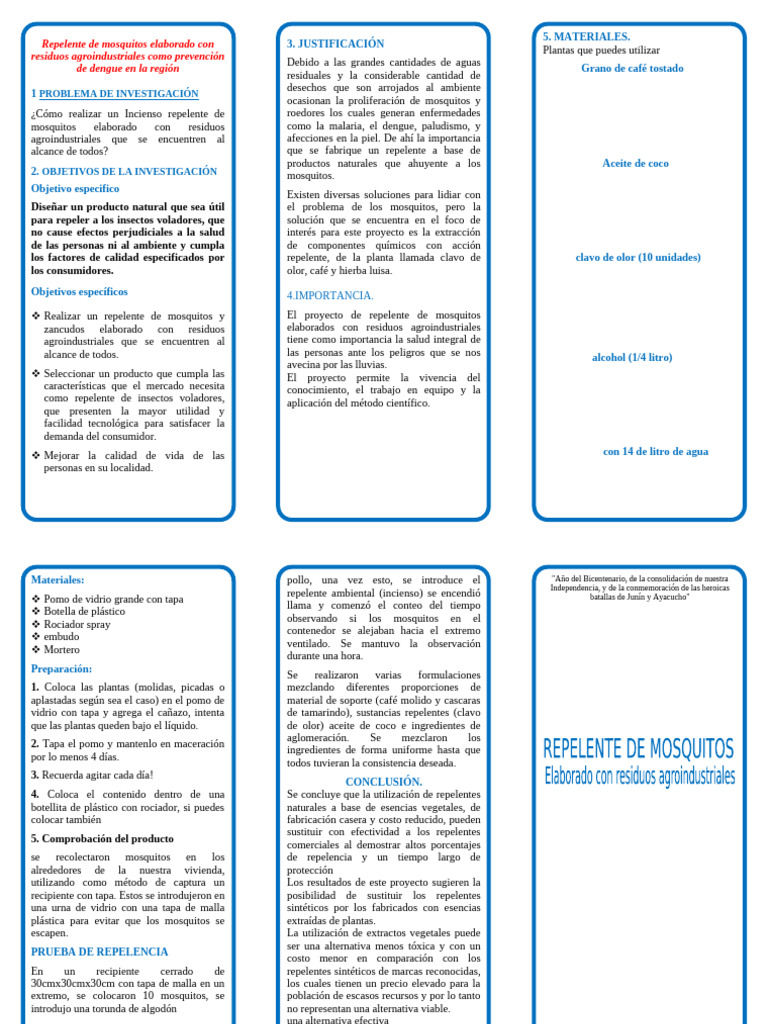 TRIPTICO Repelente de Mosquitos | PDF