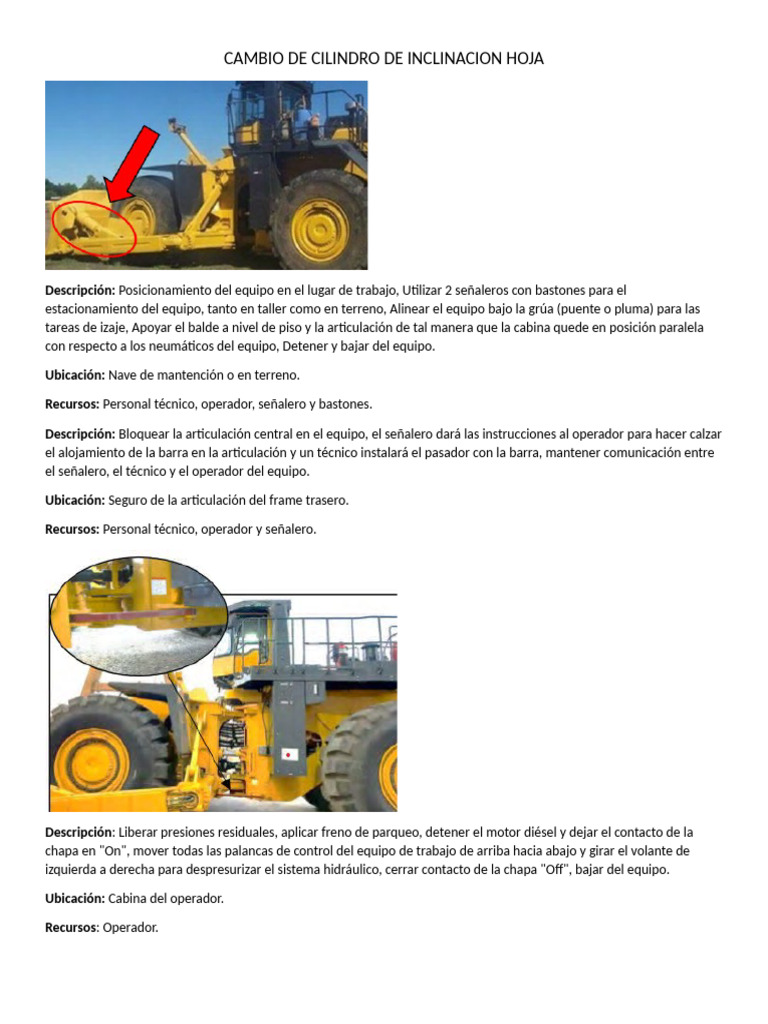 CAMBIO DE CILINDRO DE INCLINACION DOZER WD900 | PDF
