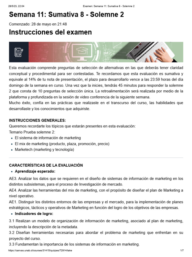 Examen_ Semana 11_ Sumativa 8 - Solemne 2 (7) | PDF