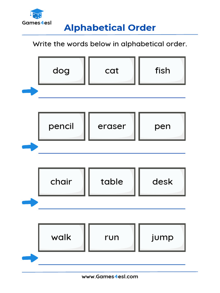 Alphabetical Order Worksheets Grade 6 FREE Printable Alphabetical