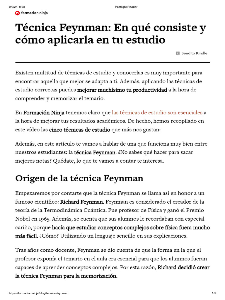 Técnica Feynman - en Qué Consiste y Cómo Aplicarla en Tu Estudio | PDF