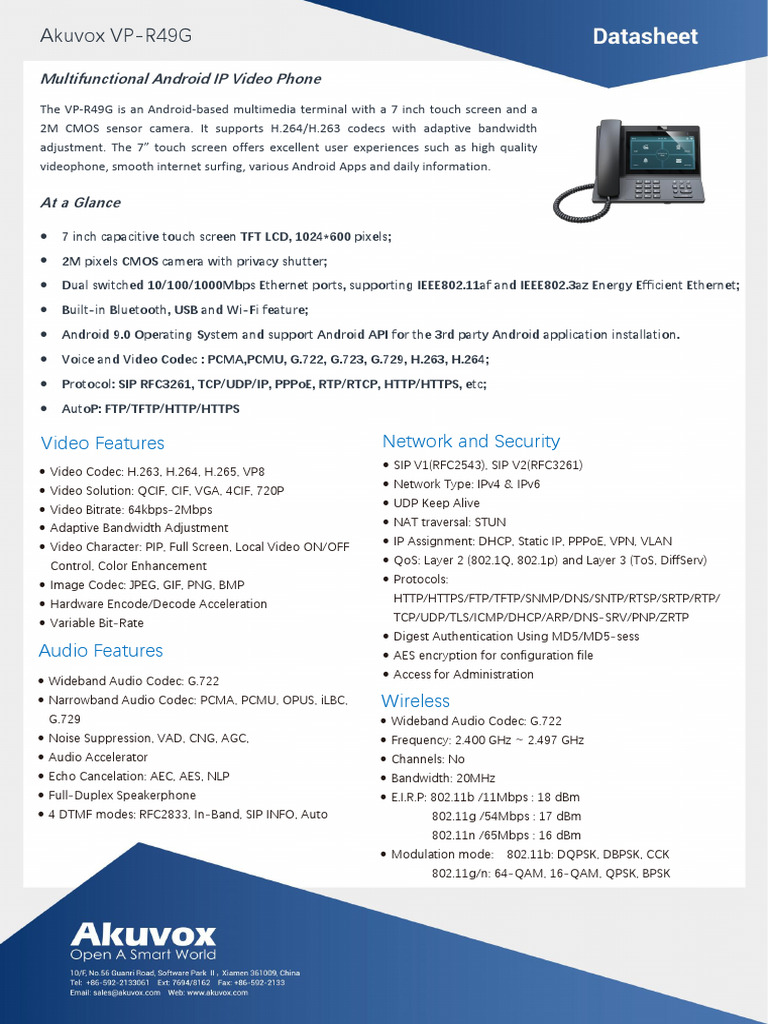 Akuvox R49G Datasheet | PDF
