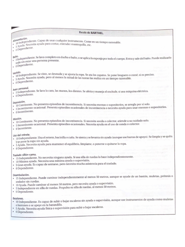 Escala de BARTHEL. | PDF