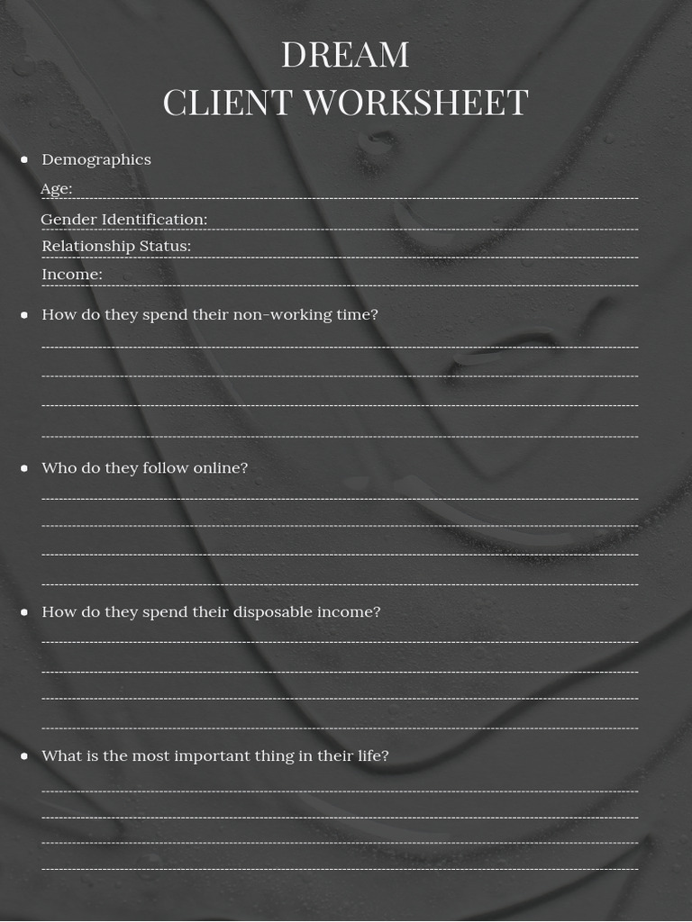 Ideal Client Dream Worksheet | PDF