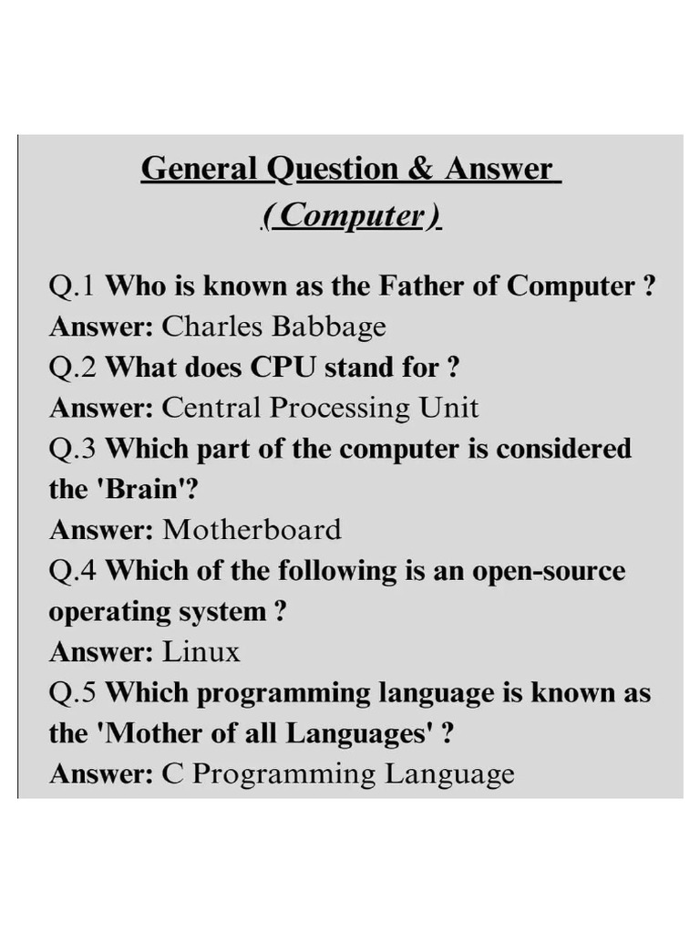 General question computer | PDF