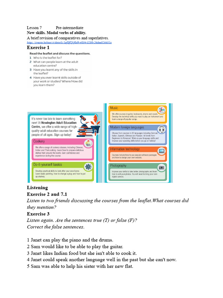 New Skills. Modal Verbs of Ability. | PDF