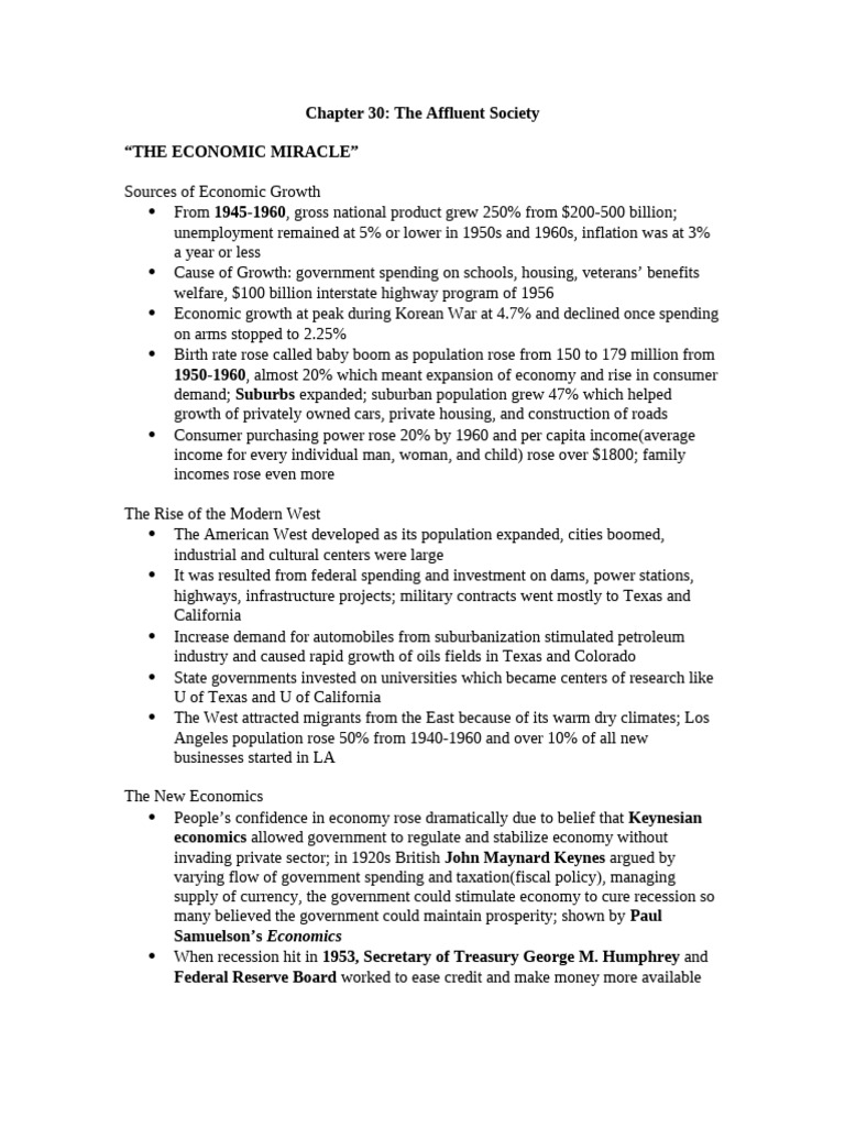 Chapter 30 The Affluent Society | PDF